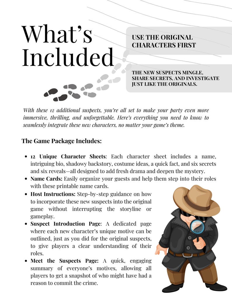 12 Suspects - Murder at Mockingbird Manor -mingle Murder Mystery Game ...