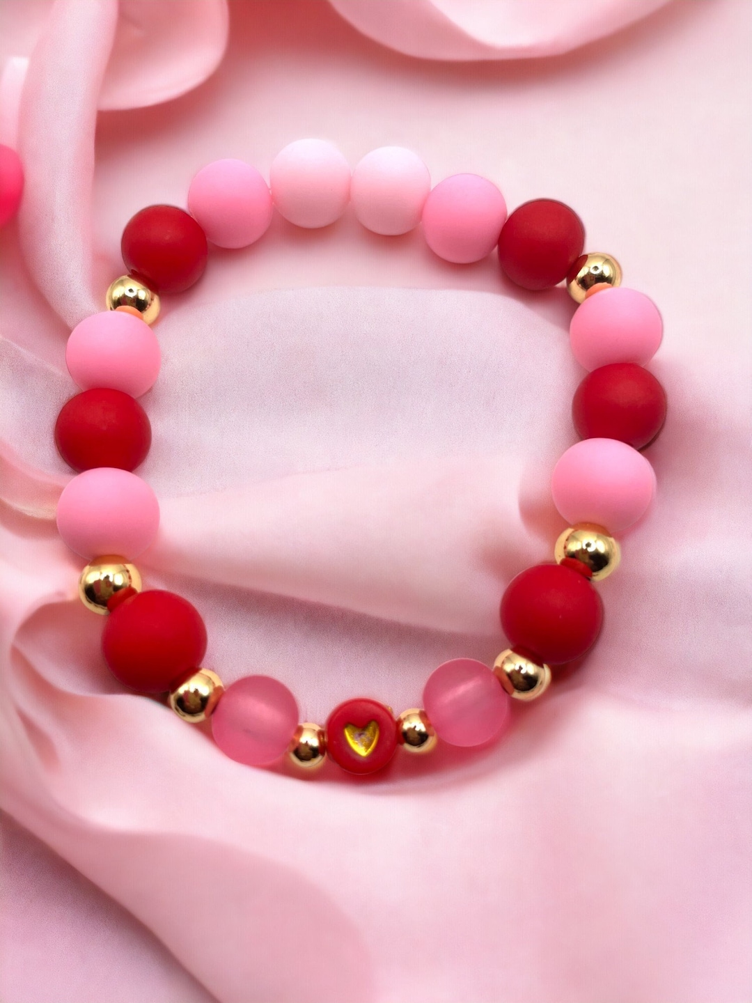 Valentine's Bracelet, Pink and Red Bracelet, Valentine's Gift, Red and ...