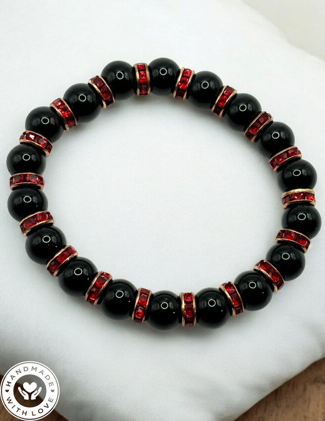 Black Red Bracelet- Falcons Bracelet - Handmade Gift - Beaded Bracelet ...