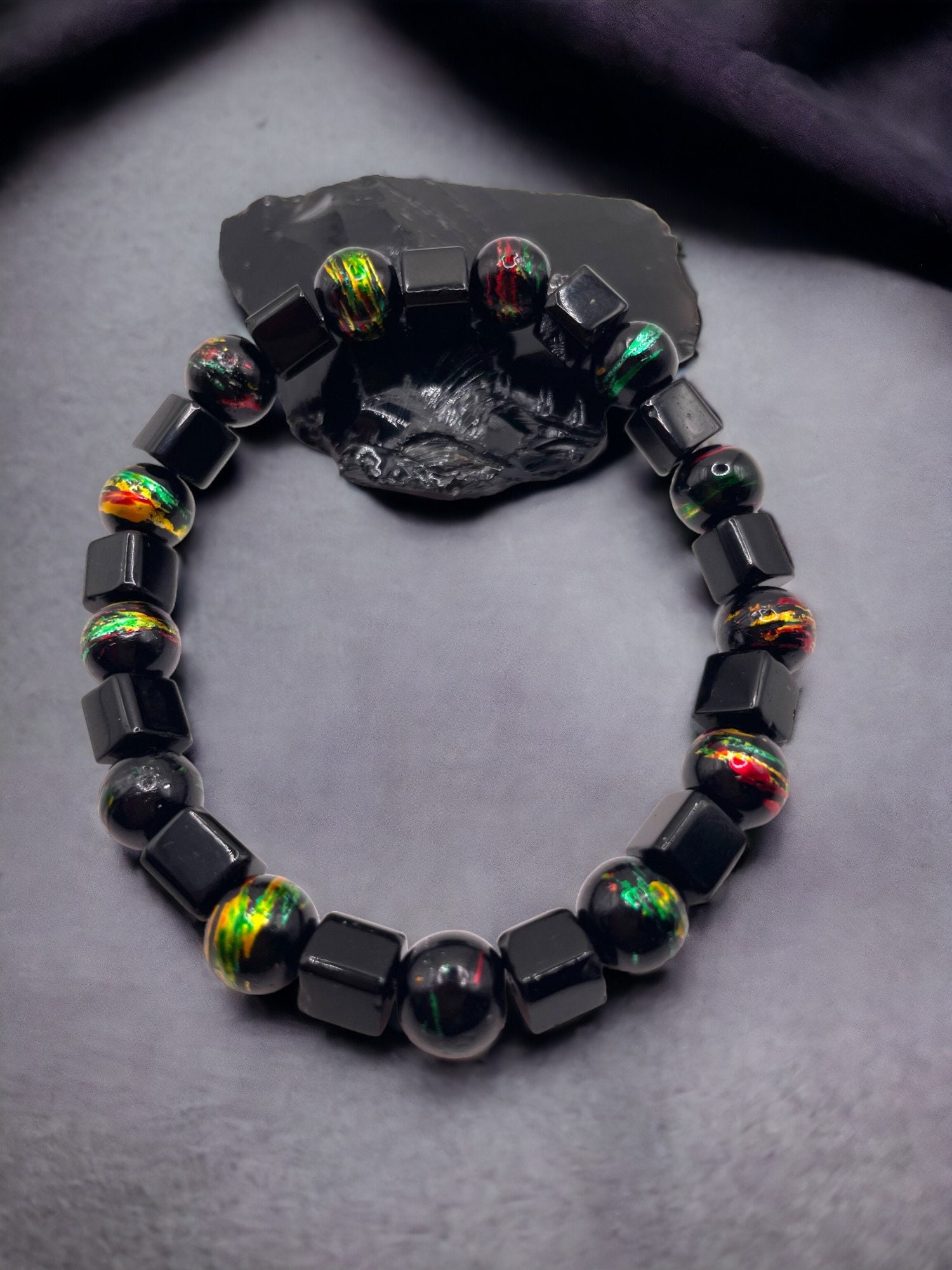 Rasta Bracelet, Glass Beaded Bracelet, Juneteenth Jewelry, Gift for Him ...