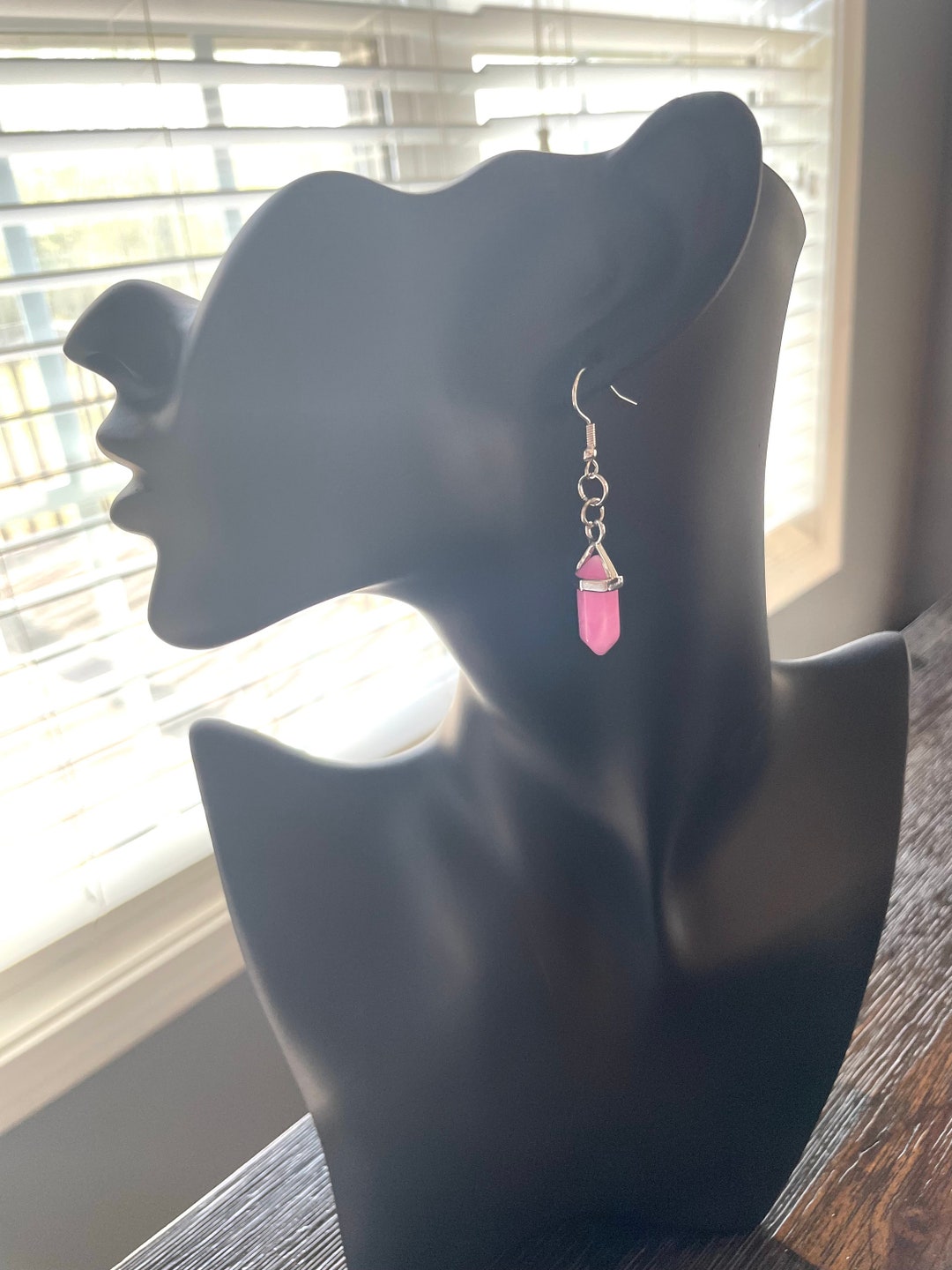 Rose Quartz, Crystal Point Earrings, Amethyst Earrings, Healing Crystal ...