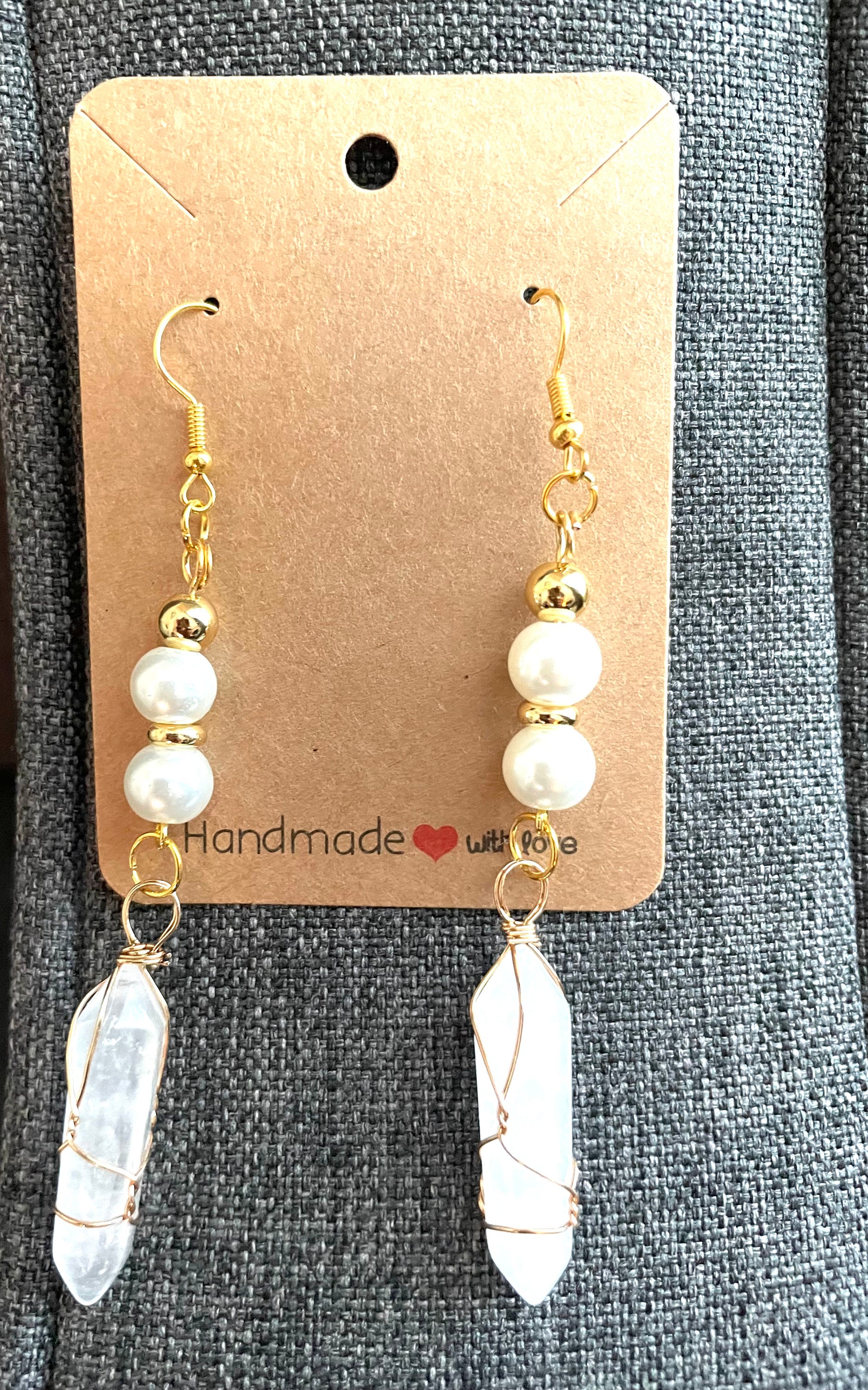 Crystal Point Earrings, Clear Quartz Earrings, Wire Wrapped Clear ...