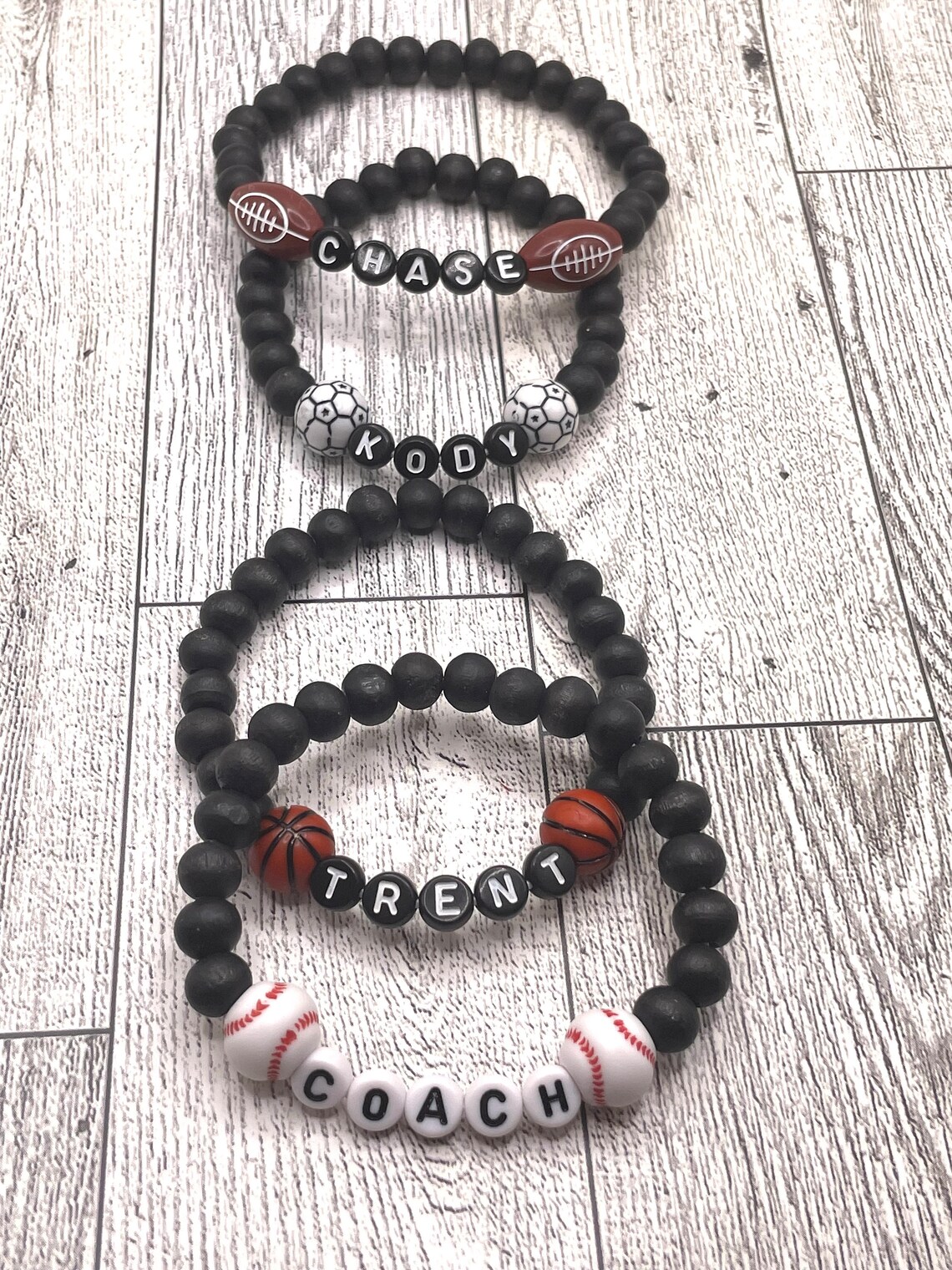Custom Sport Bracelet, Sports Themed Birthday Party Favors, Sports ...