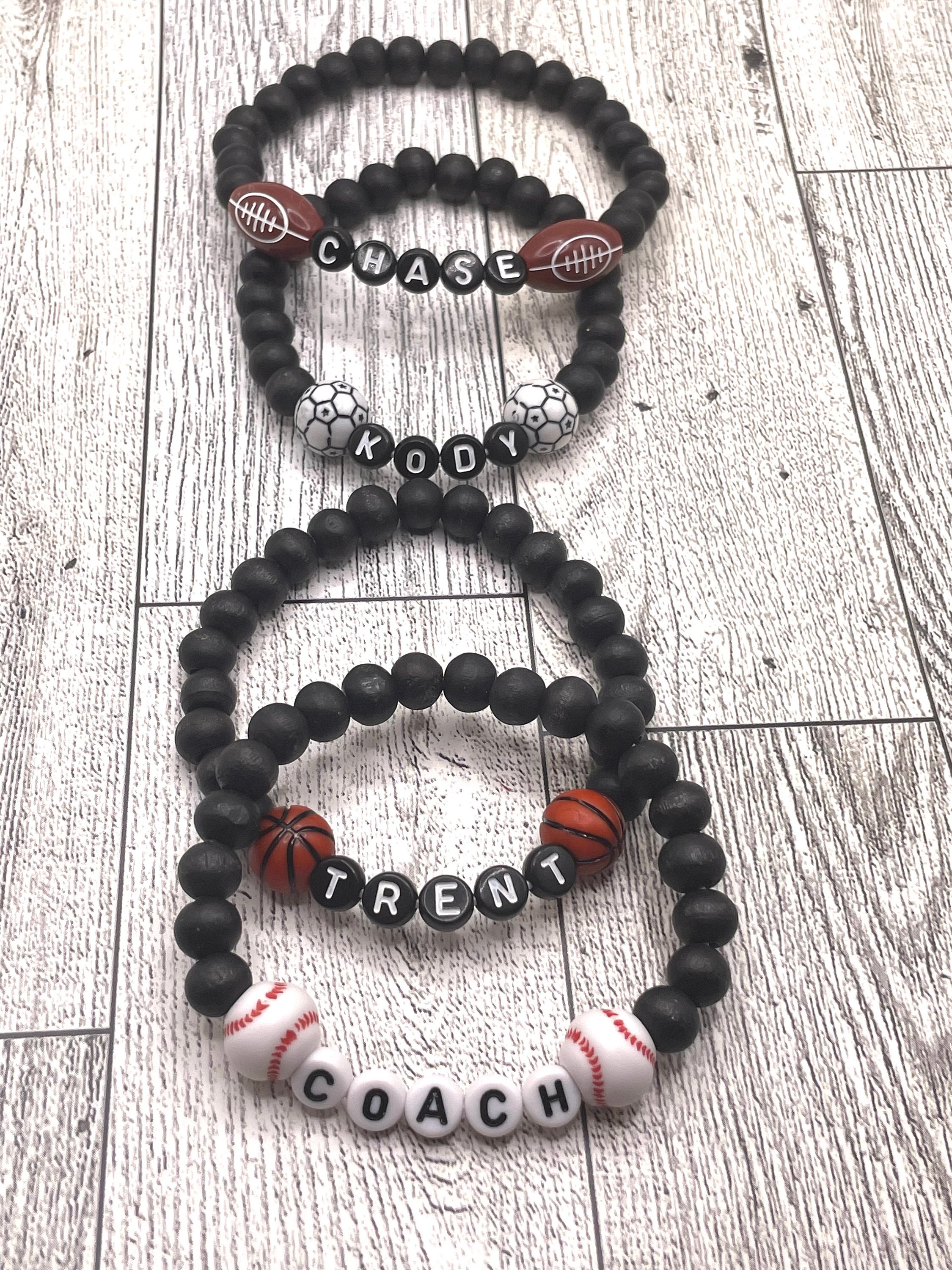 Custom Sport Bracelet, Sports Themed Birthday Party Favors, Sports ...