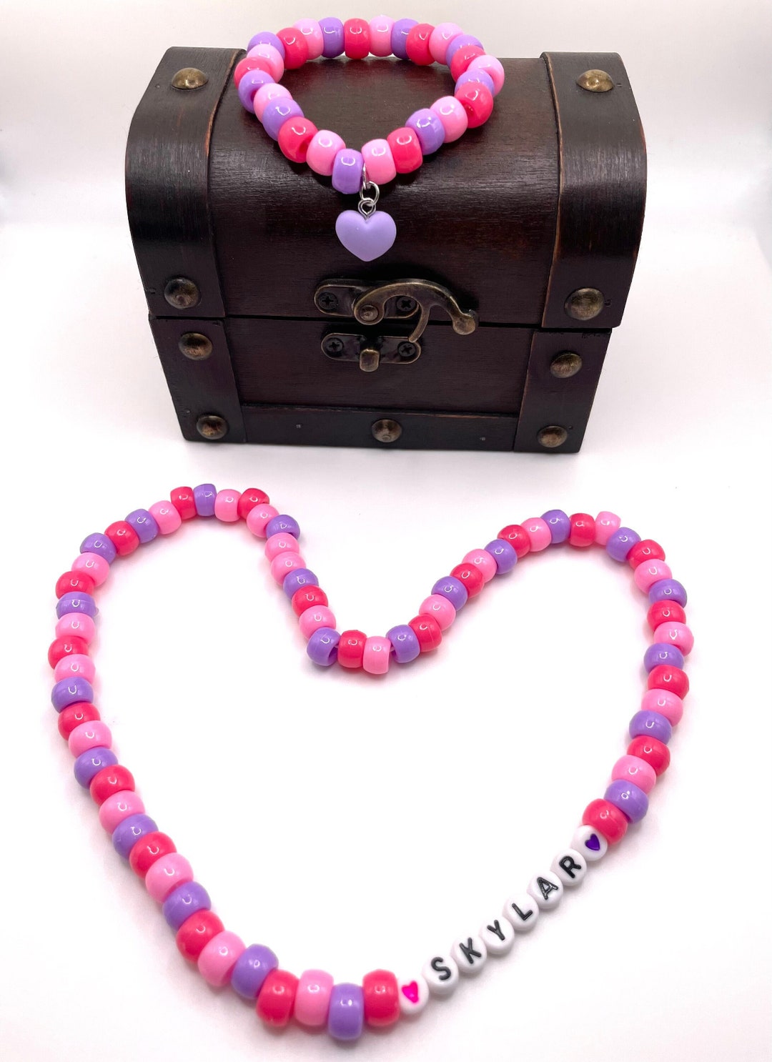 Colorful Necklace for Girls -name Necklace Personalized- Kids Beaded ...