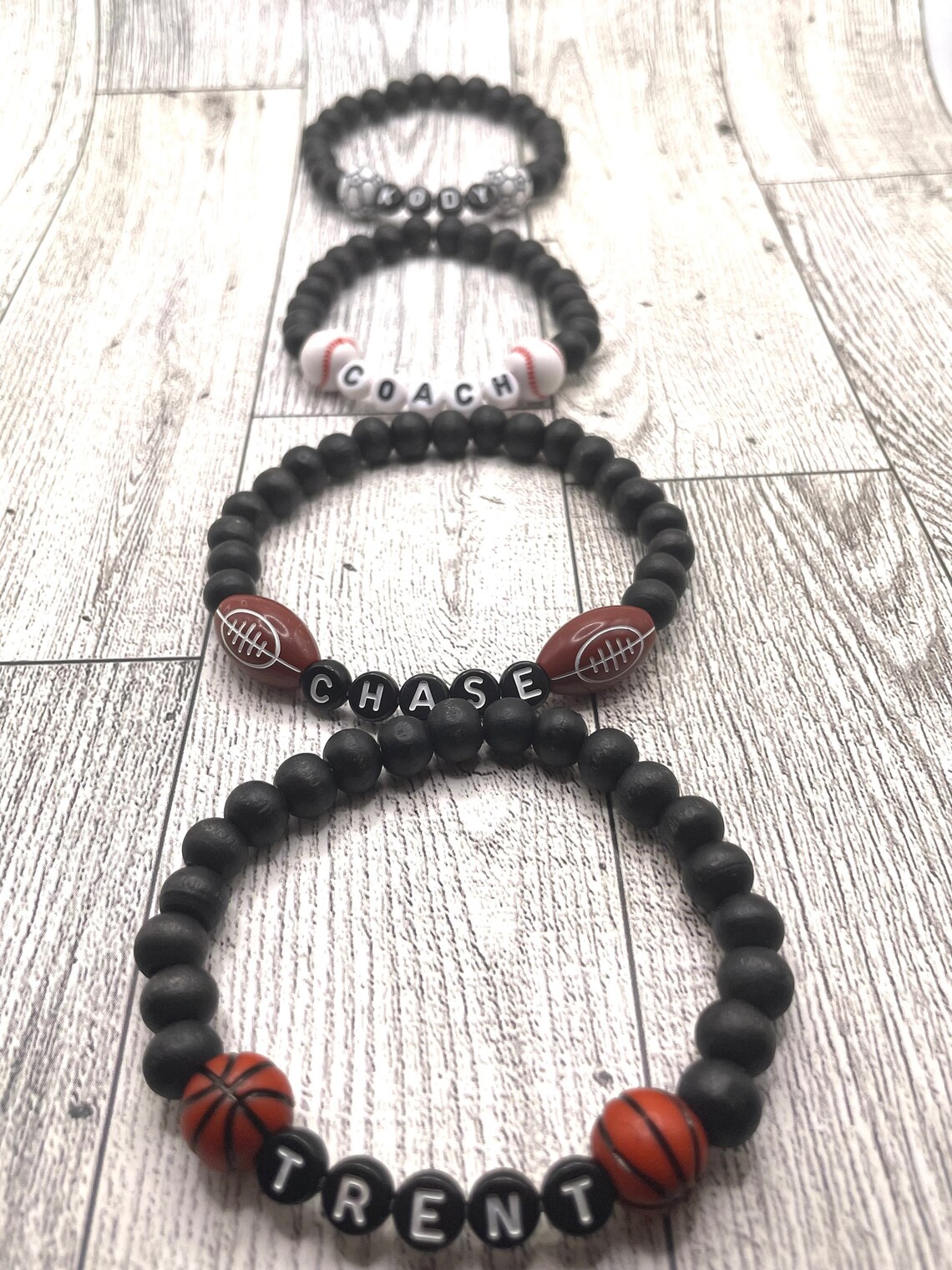 Custom Sport Bracelet, Sports Themed Birthday Party Favors, Sports ...