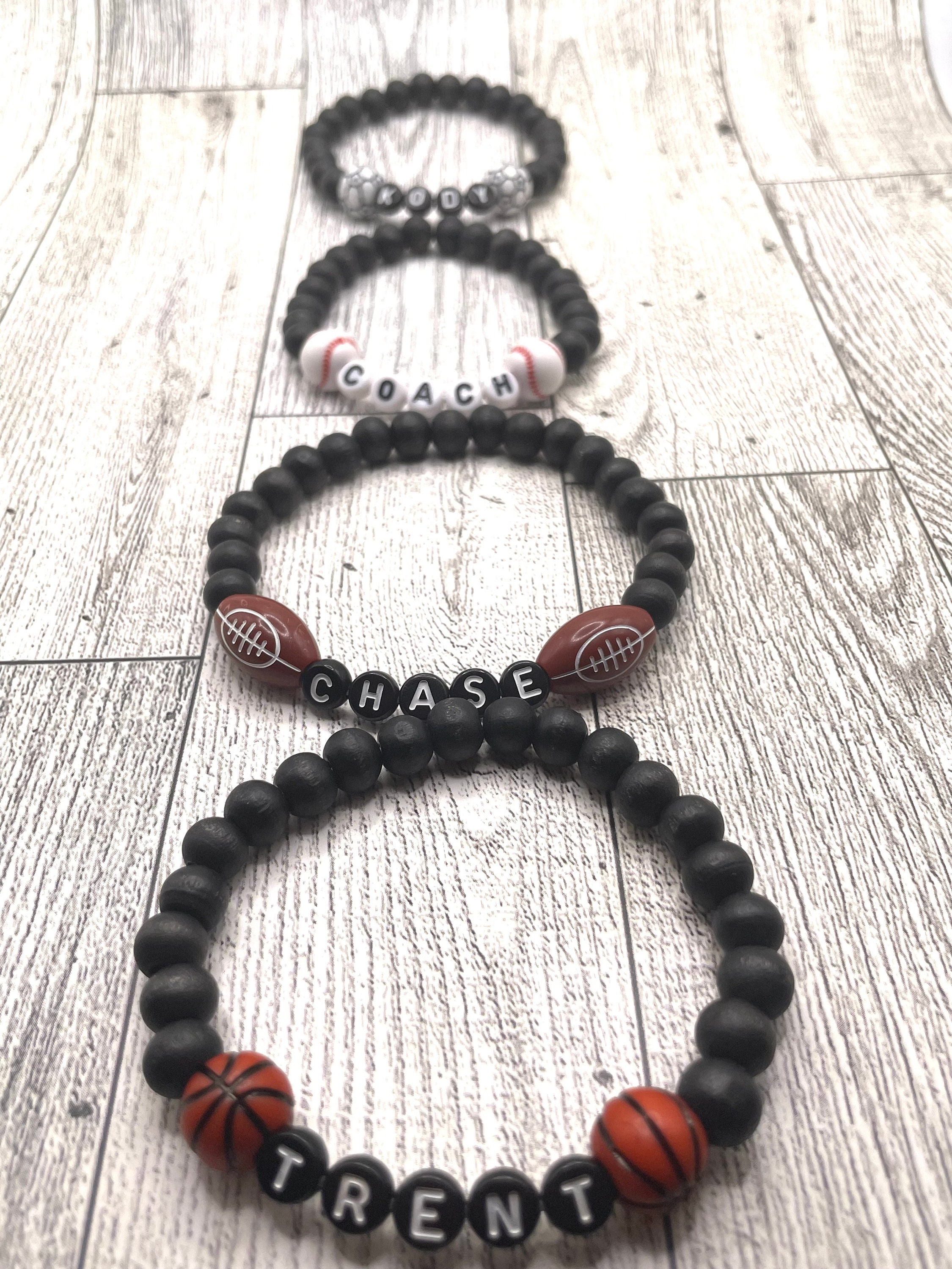 Custom Sport Bracelet, Sports Themed Birthday Party Favors, Sports ...