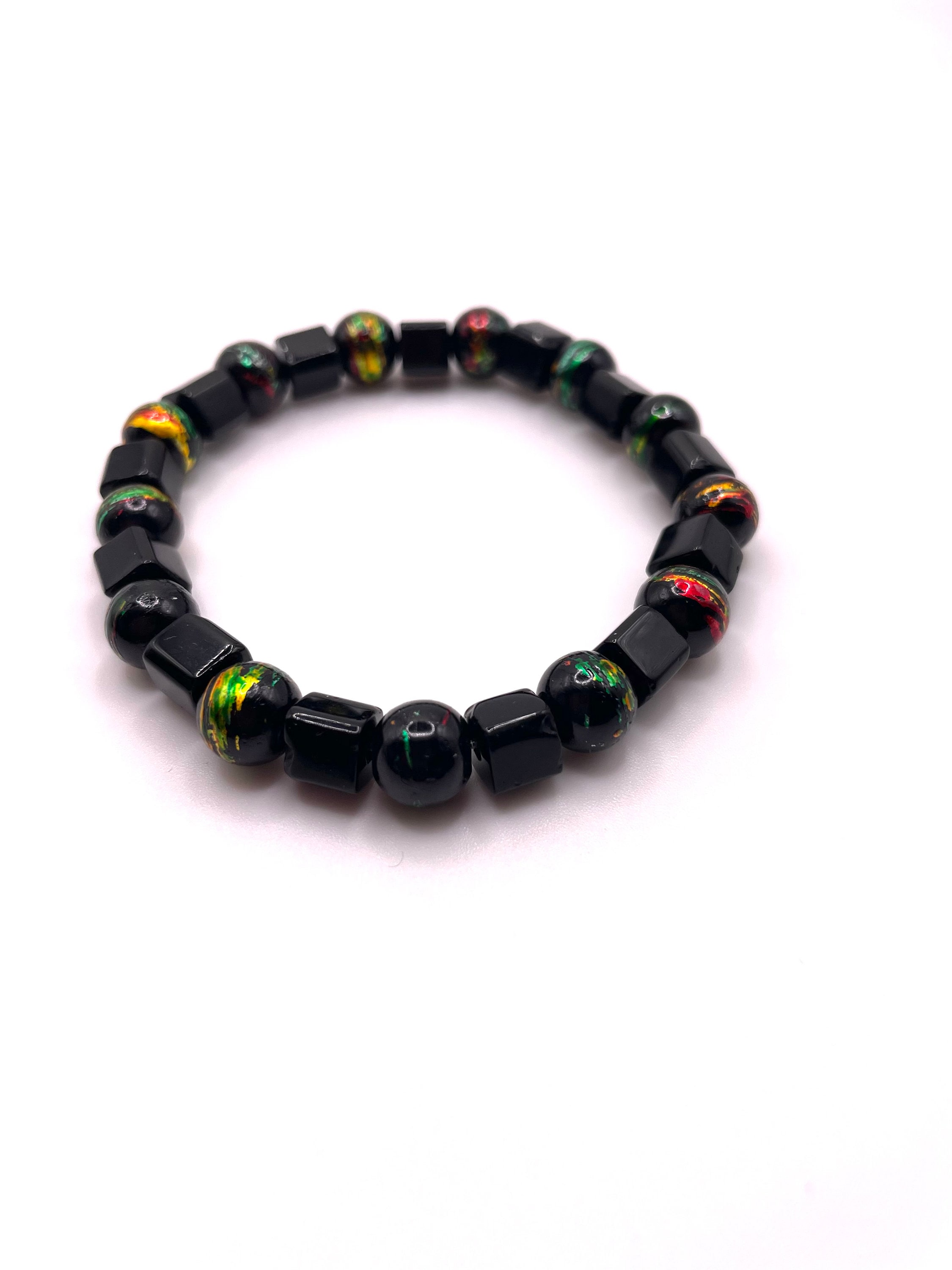 Rasta Bracelet, Glass Beaded Bracelet, Juneteenth Jewelry, Gift for Him ...