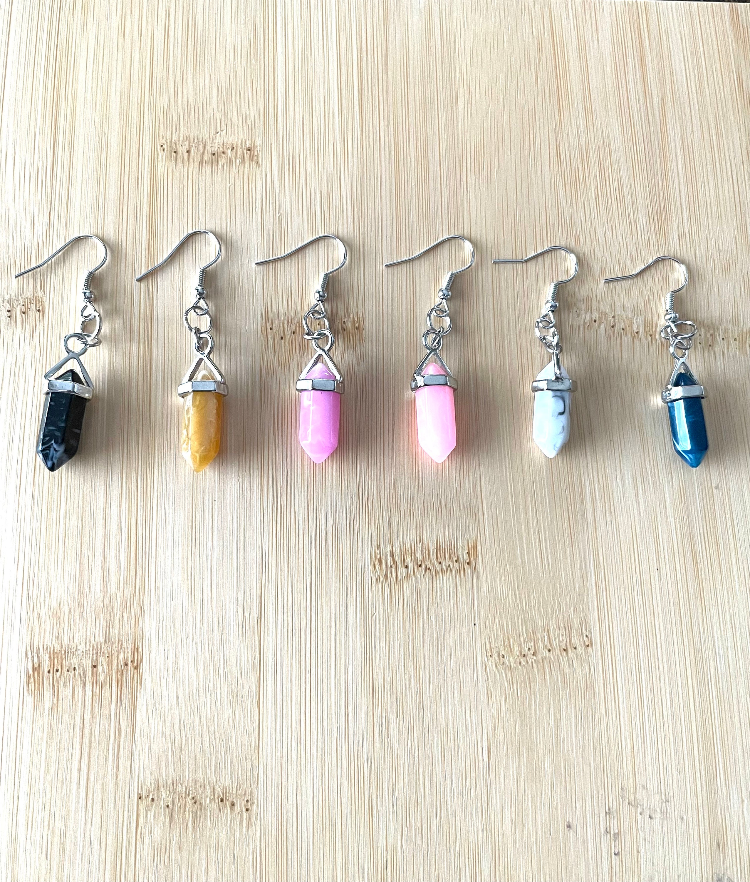 Rose Quartz, Crystal Point Earrings, Amethyst Earrings, Healing Crystal ...