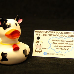 Moo Moo Subaru 6 Rubber Cow With Bell Comes With Cards and Rubber Bands ...