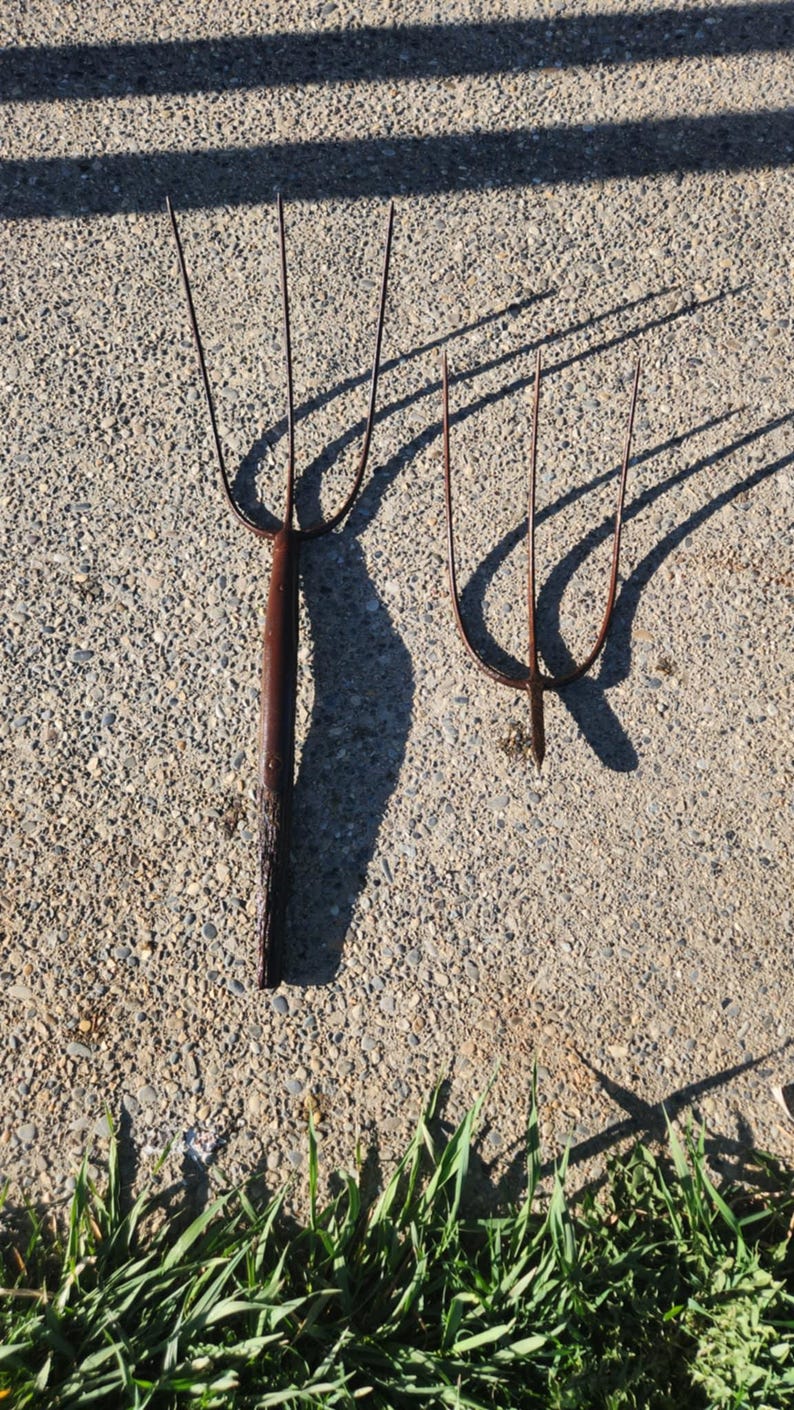 Antique Hay Forks | Rustic Farm Tools | Primitive Barn Decor | Set of 2 ...