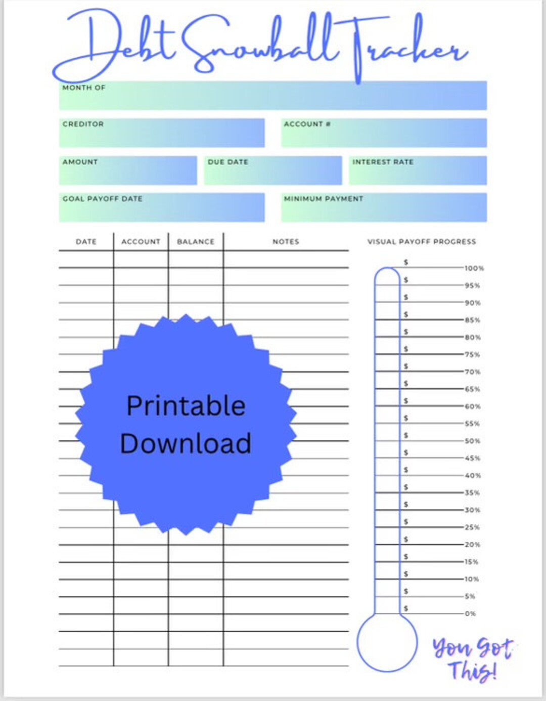 Debt Snowball Tracker - Crush Your Debt With Clarity! - Etsy