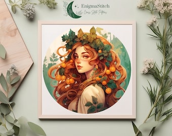 Demeter Greek Goddess of the Harvest, Agriculture and the Fertility of the Earth Cross Stitch ...