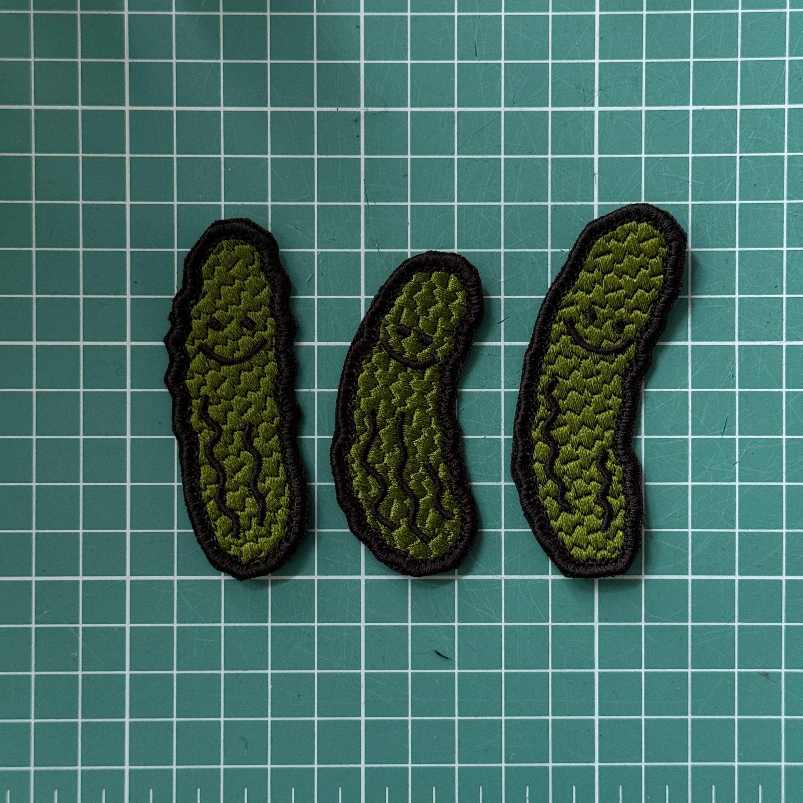 Smiling Pickle Patch Set Iron-on & Sew-on , Sticker Cute Veggie ...