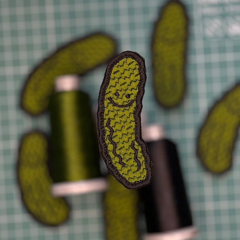 Smiling Pickle Patch Set Iron-on & Sew-on , Sticker Cute Veggie Appliques in Three Shapes ...