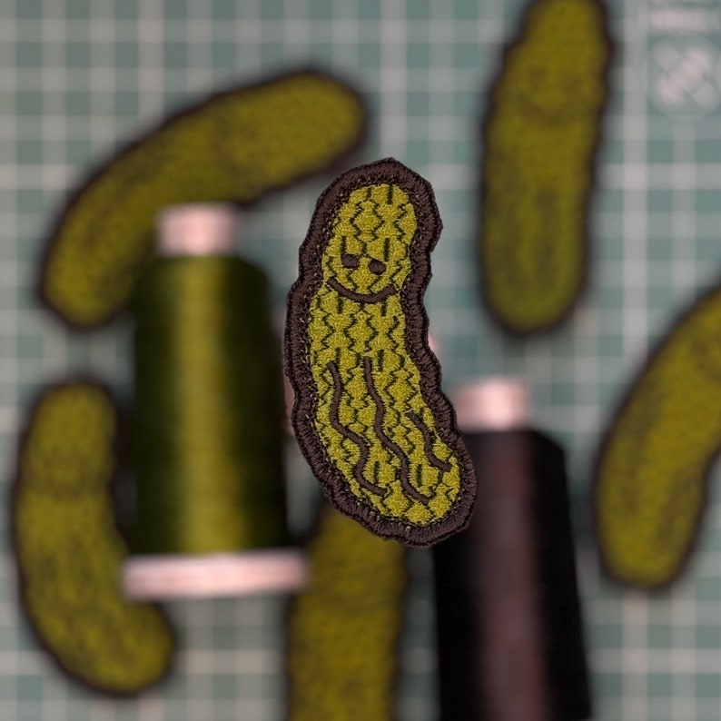 Smiling Pickle Patch Set Iron-on & Sew-on , Sticker Cute Veggie Appliques in Three Shapes ...