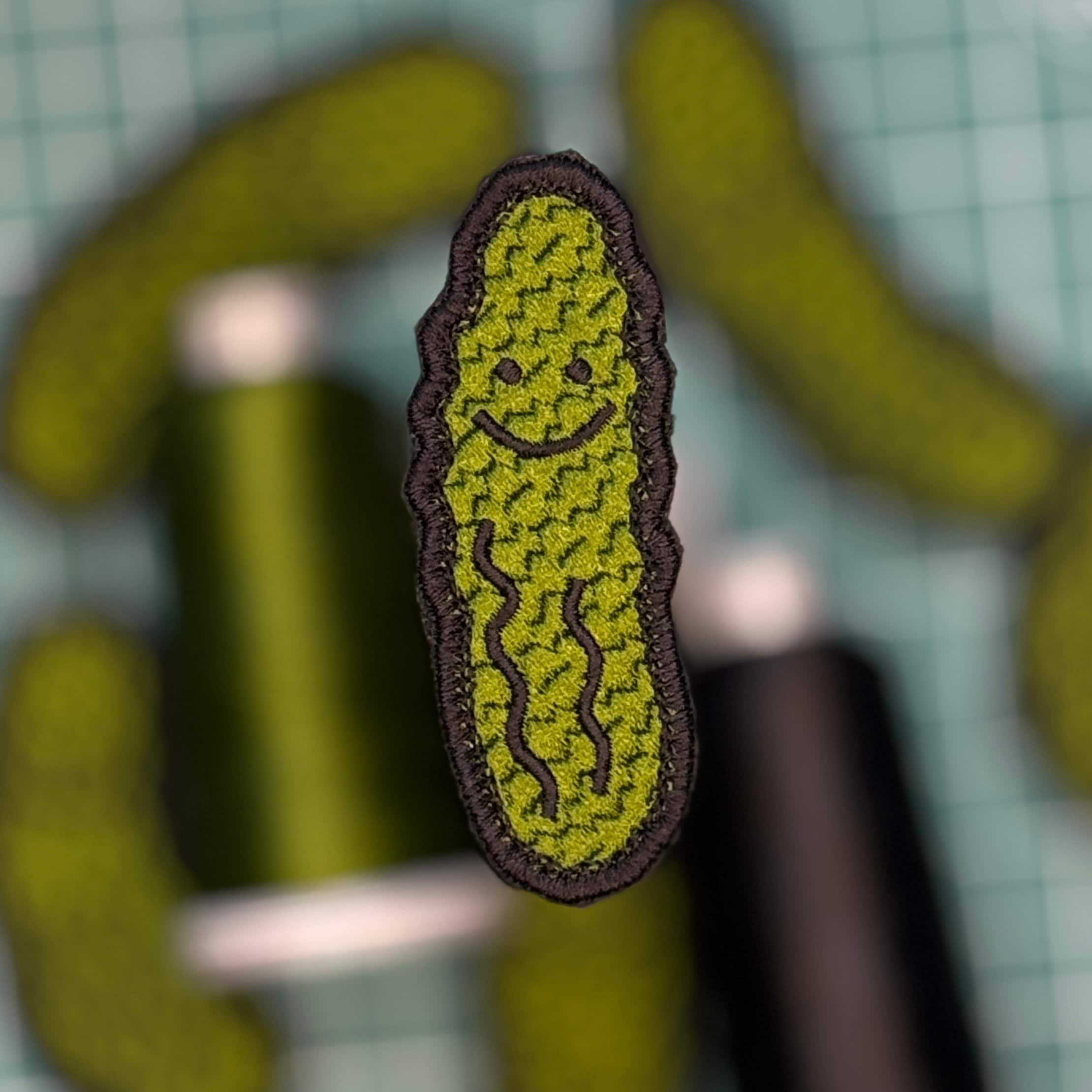 Smiling Pickle Patch Set Iron-on & Sew-on , Sticker Cute Veggie Appliques in Three Shapes ...