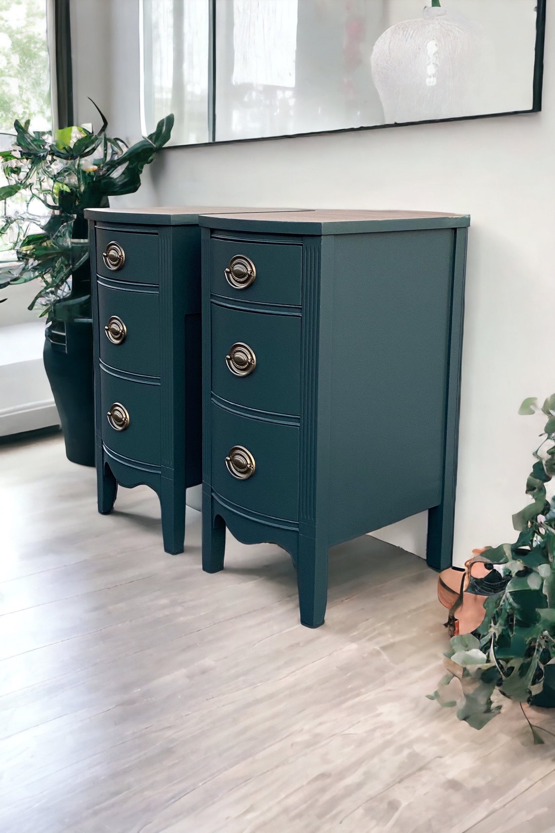 Two Wooden Green Dixie Federal Hepplewhite Nightstands/side Tables - Etsy