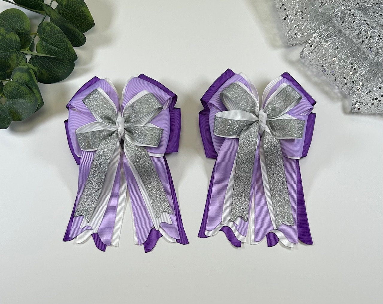 Equestrian Bows, Purple, Silver, Sparkle, Glitter, Shiny, Horse Show ...