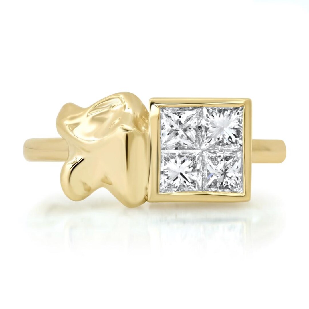 14k Yellow Gold and Diamond Ring, Statement Ring, the Maxine Ring ...