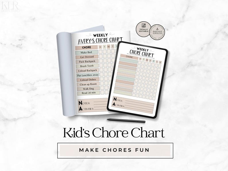 Kids Chore Chart Printable for Kids | Daily Routine Chart | Reward ...