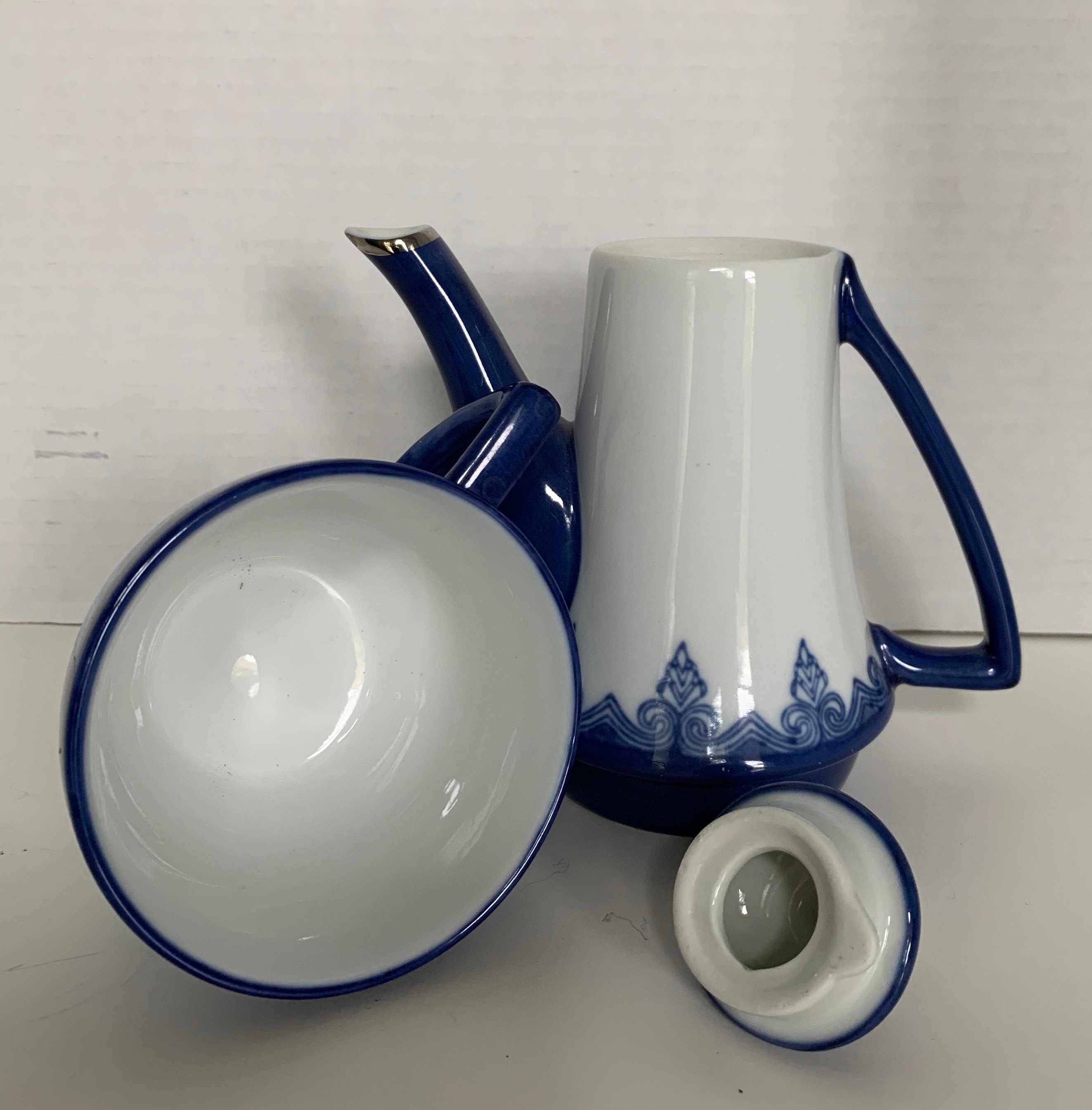 Vintage Bombay Company Blue and White Tea Pot and Cup - Etsy