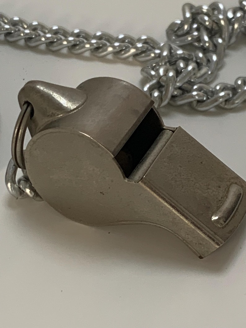 Vintage Chrome Whistle W/ Cork Ball and Heavy Silver Chain - Etsy