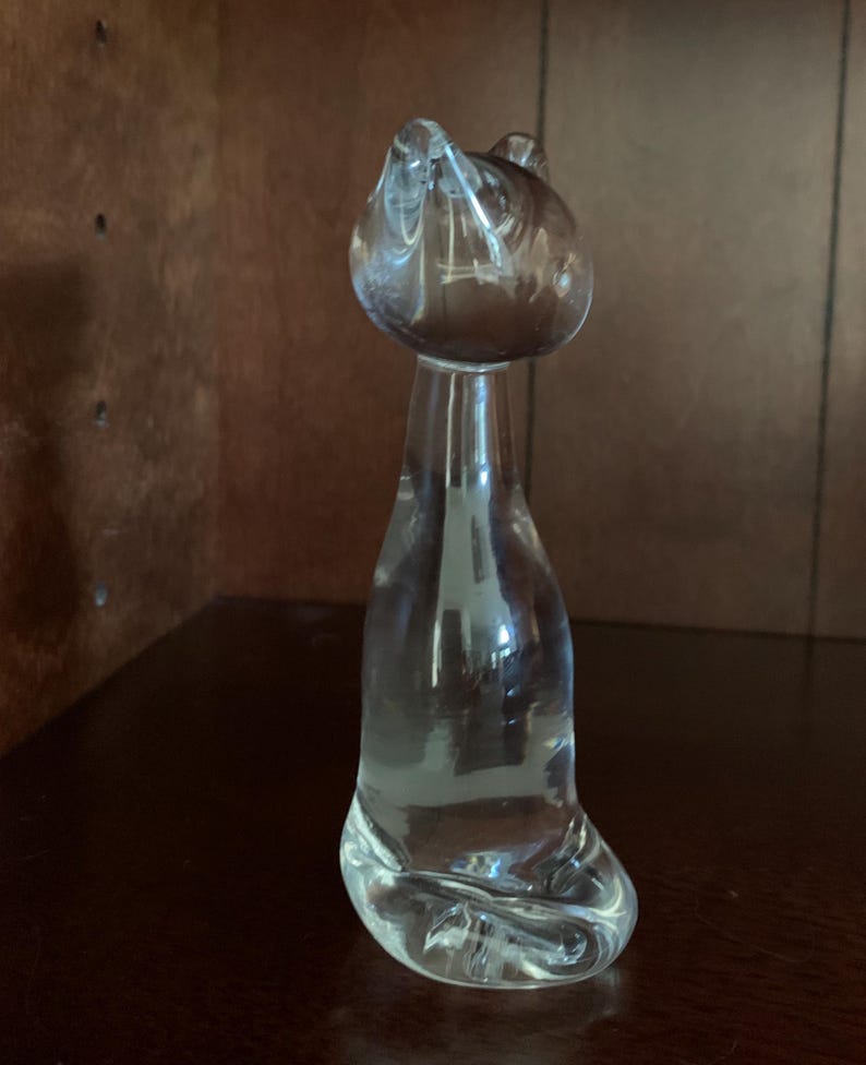 Vintage Rainbow Art Glass Crystal Cat Figurine - Etsy