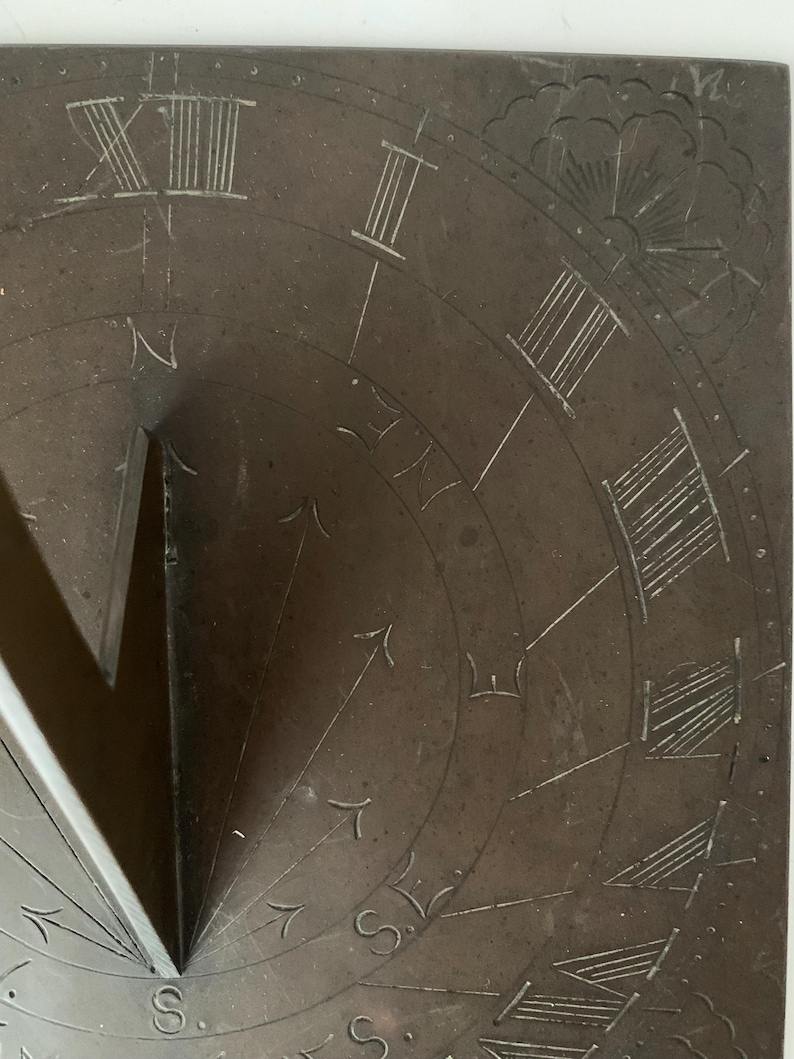 Antique Brass Horizontal Sundial; "time Flies"; Signed by H. Sax. Salem ...