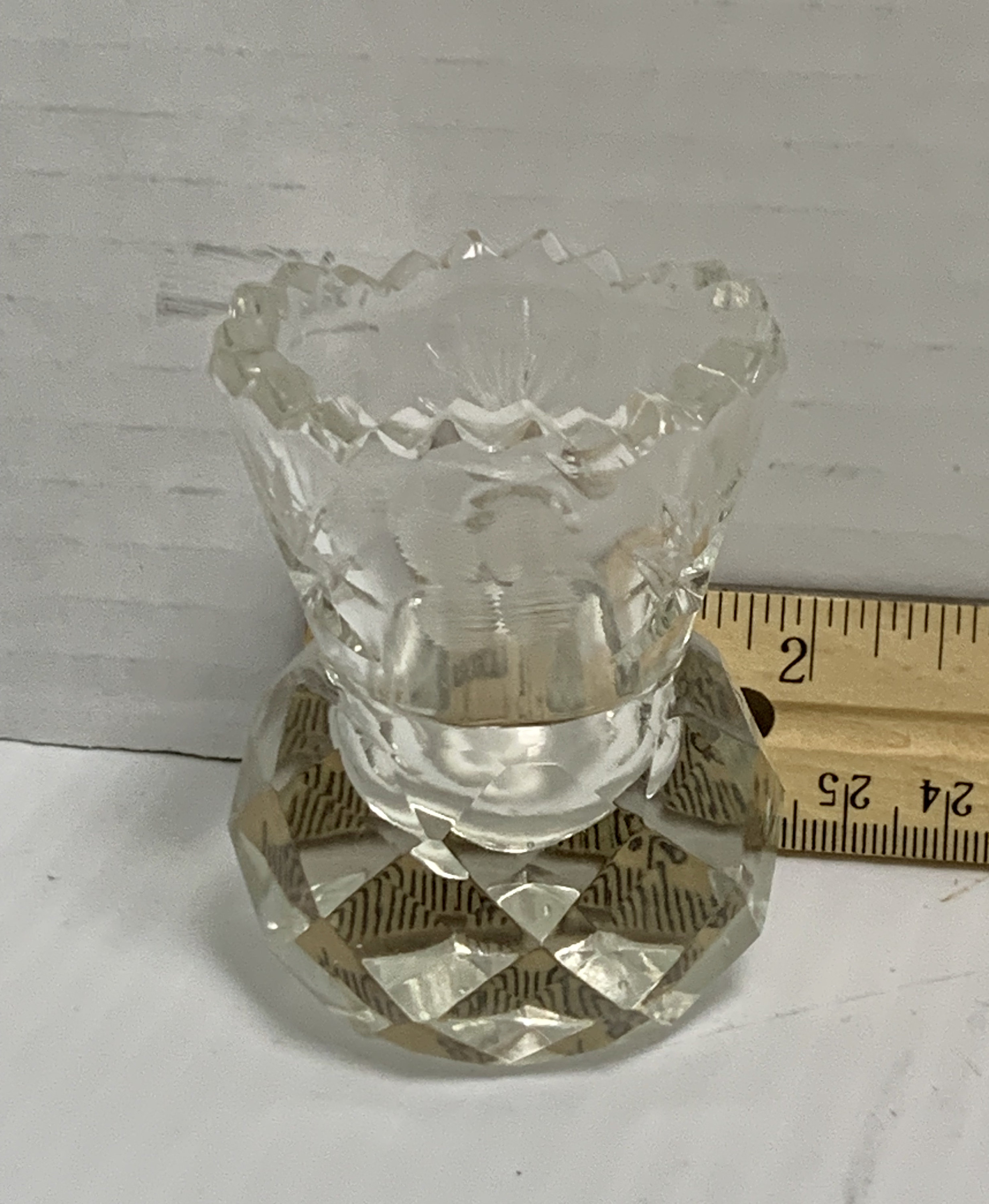 Vintage Lead Crystal Sawtooth Pattern Toothpick Holder or Small Vase - Etsy