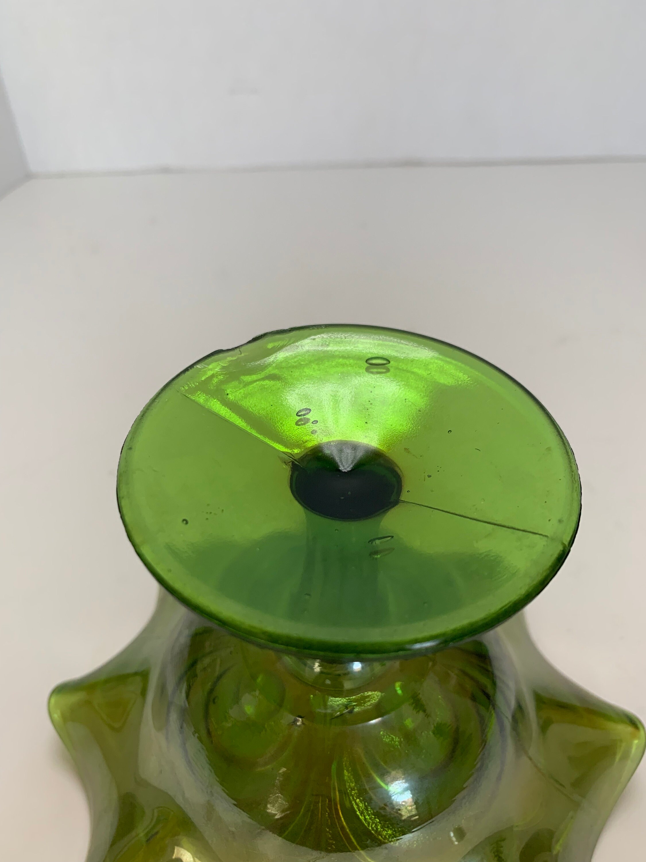 Antique Imperial (scroll Embossed) Helios Green Compote Iridescent ...