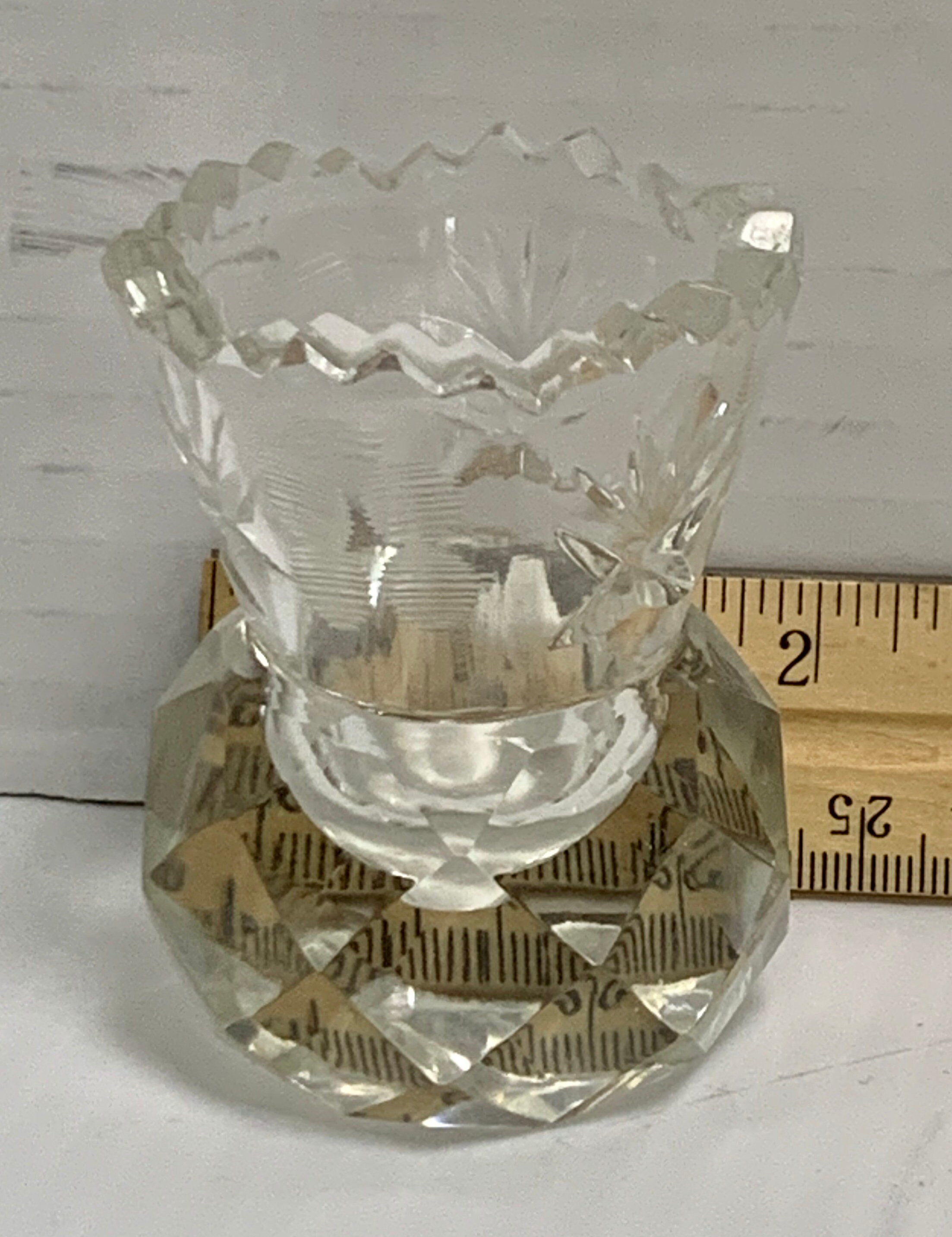 Vintage Lead Crystal Sawtooth Pattern Toothpick Holder or Small Vase - Etsy