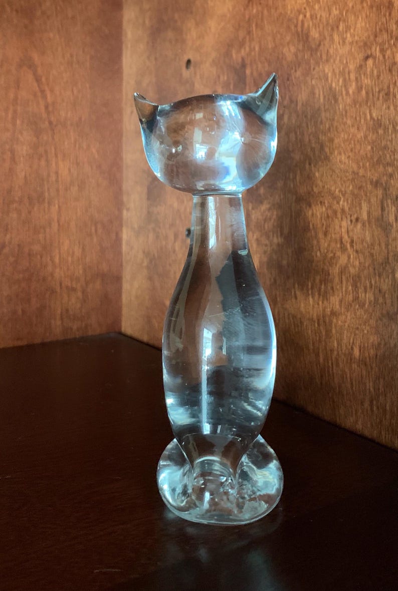Vintage Rainbow Art Glass Crystal Cat Figurine - Etsy