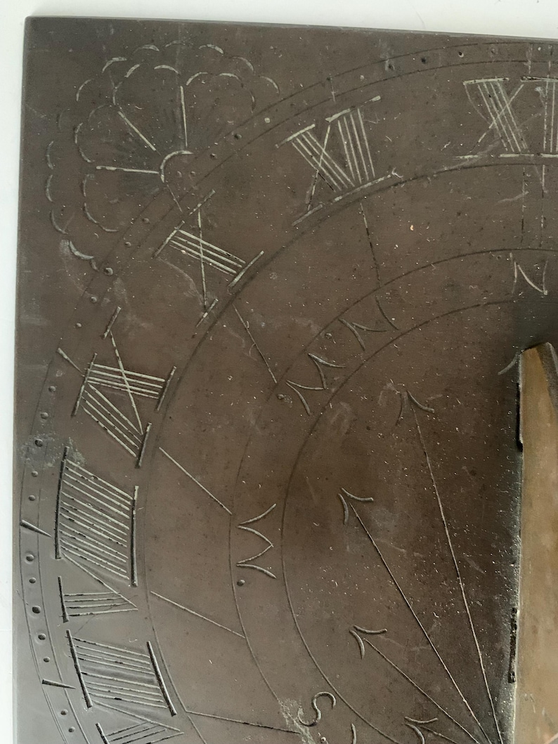 Antique Brass Horizontal Sundial; "time Flies"; Signed by H. Sax. Salem ...