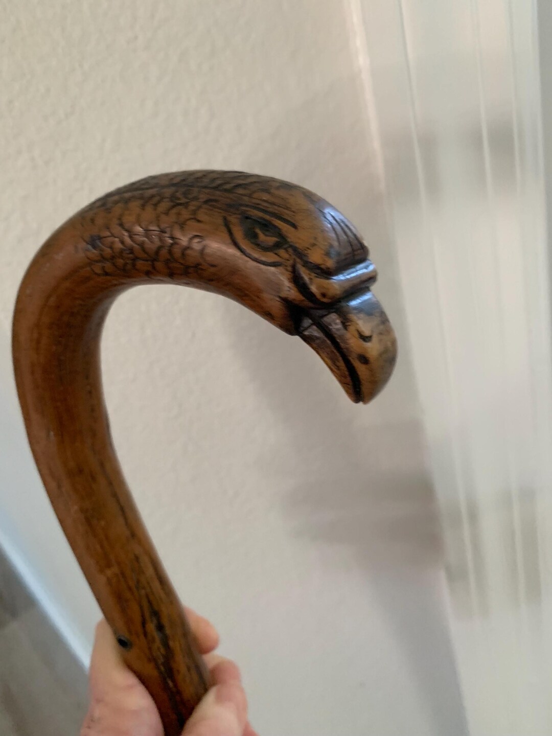 Vintage Hand-carved Bird's Head Handle and Rustic Shaft Walking Stick ...
