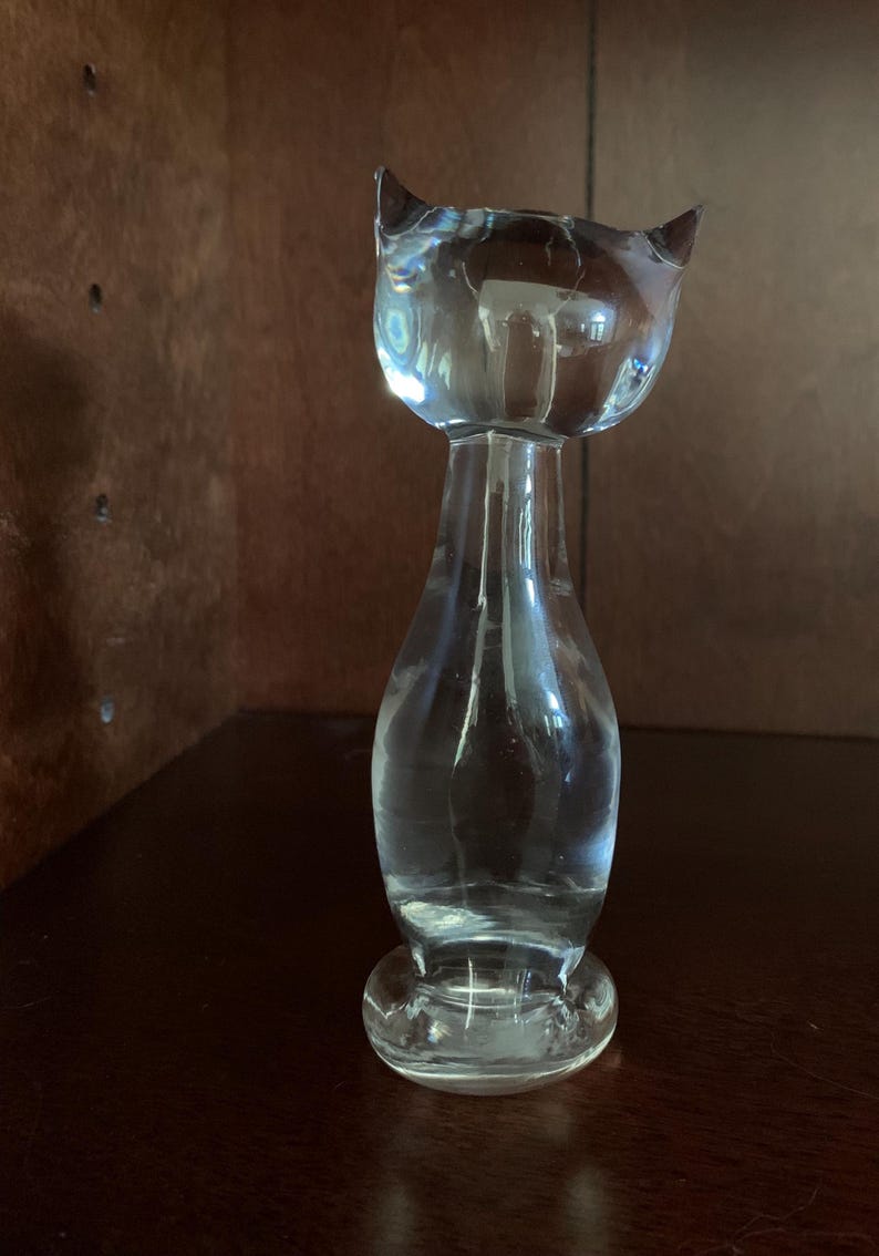 Vintage Rainbow Art Glass Crystal Cat Figurine - Etsy