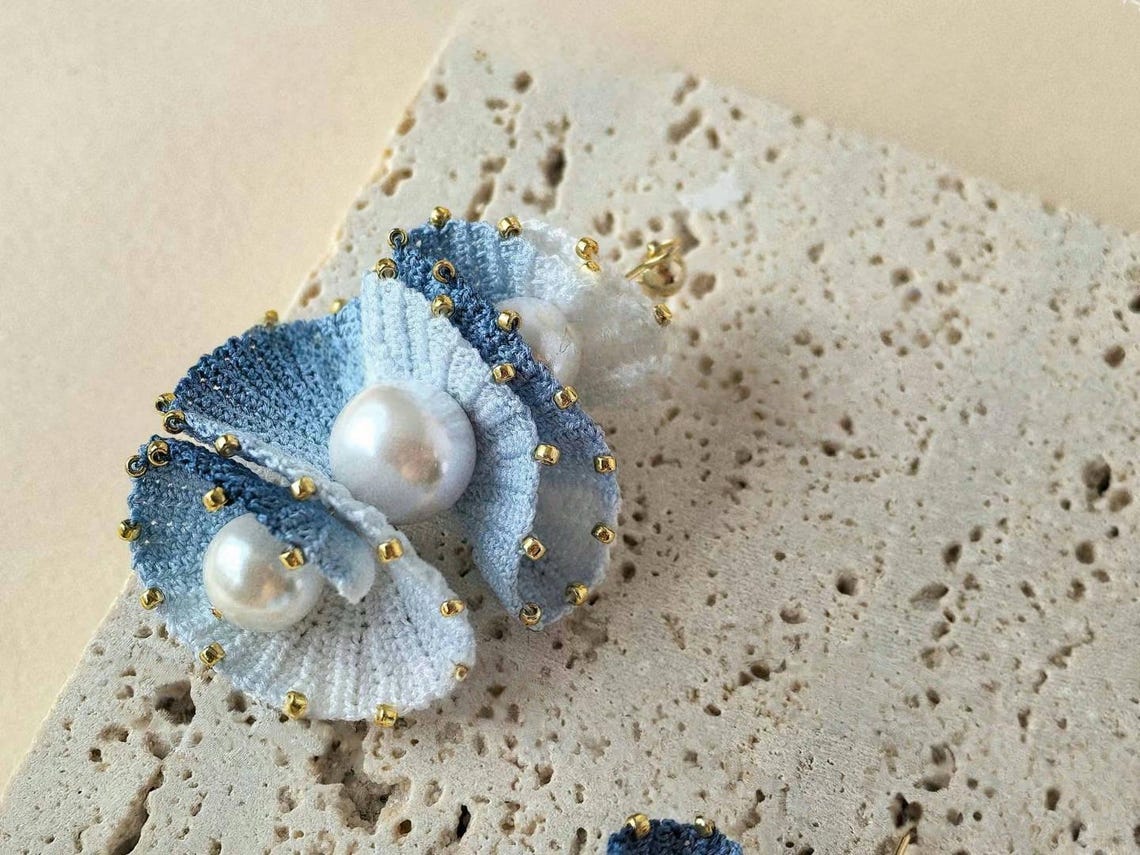 Micro Crochet Earrings, Handmade, Nature Inspired Jewelry, Art Nouveau ...