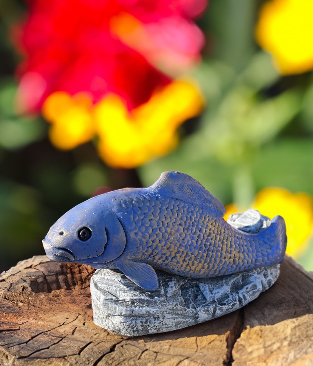 Blue Koi Fish Sculpture Concrete Garden Ornament Koi Fish - Etsy