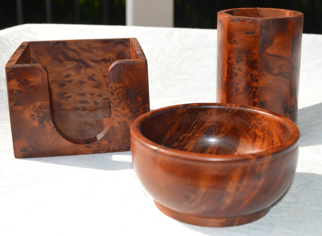3 Piece Wood Desk Accessories (organizers) Set - Etsy