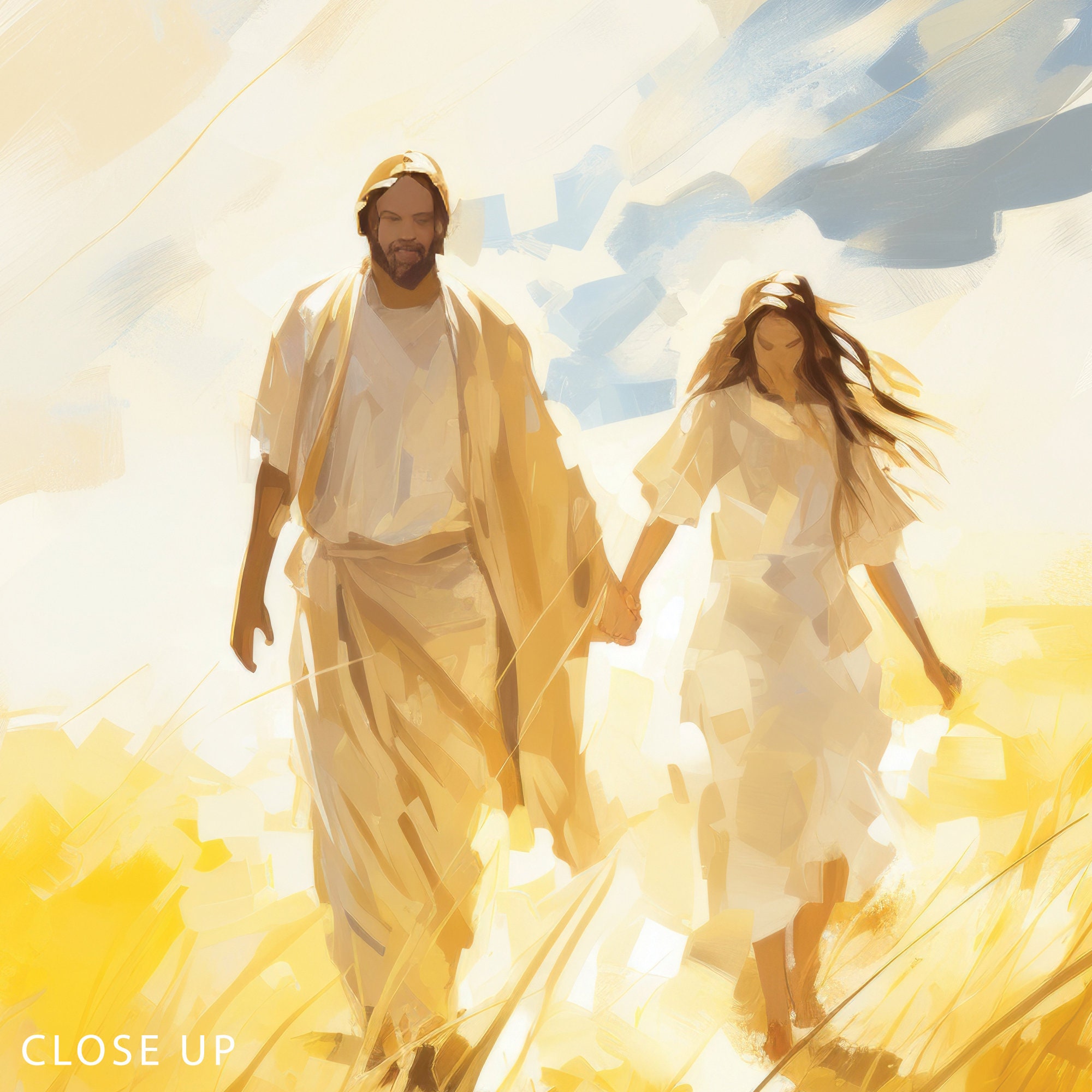 Jesus Christ Walking With Women Art Watercolor Print, Pilot Me Large Christ Savior Walking Art ...