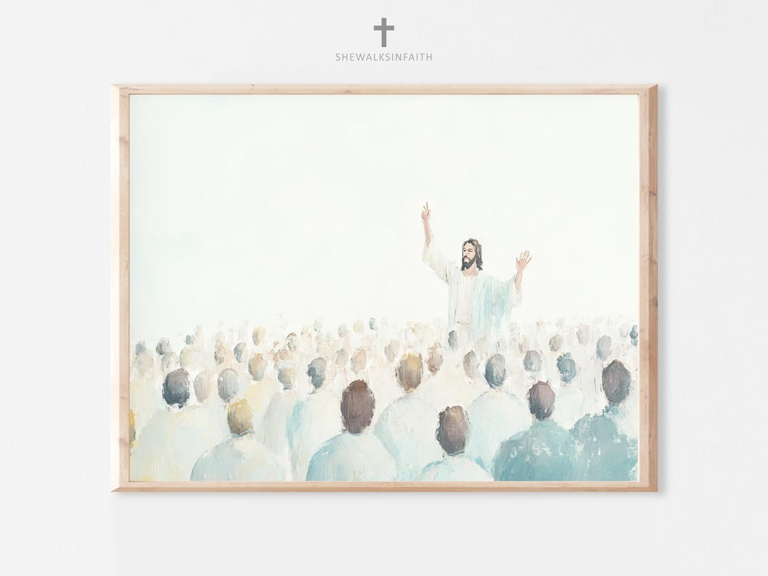 Christian Watercolor Wall Art, Jesus Christ Teaching Poster, Preaching ...