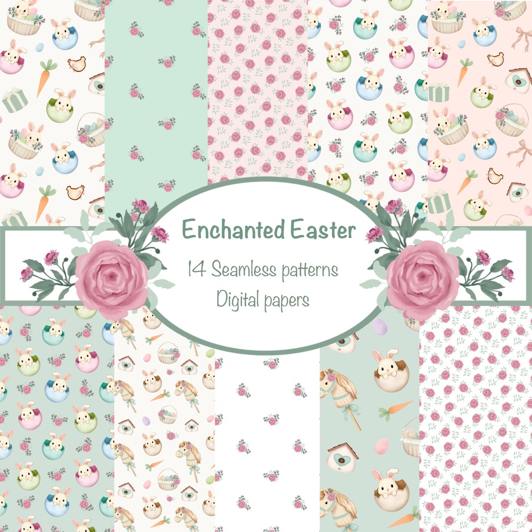 Easter Bunny Seamless Pattern, Spring Floral Digital Paper, Baby ...