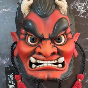 Traditional Japanese Raijin Mask. Handmade Art Collection. Custom ...