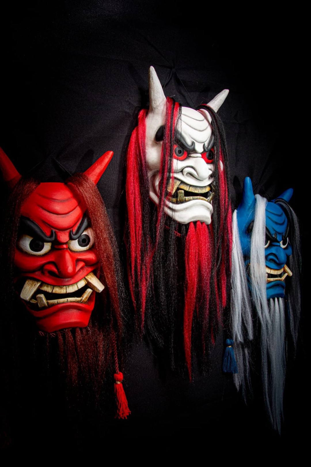 Traditional Japanese NAMAHAGE Mask. Handmade Art Collection. Custom Colors. Wood Mask. Japanese ...