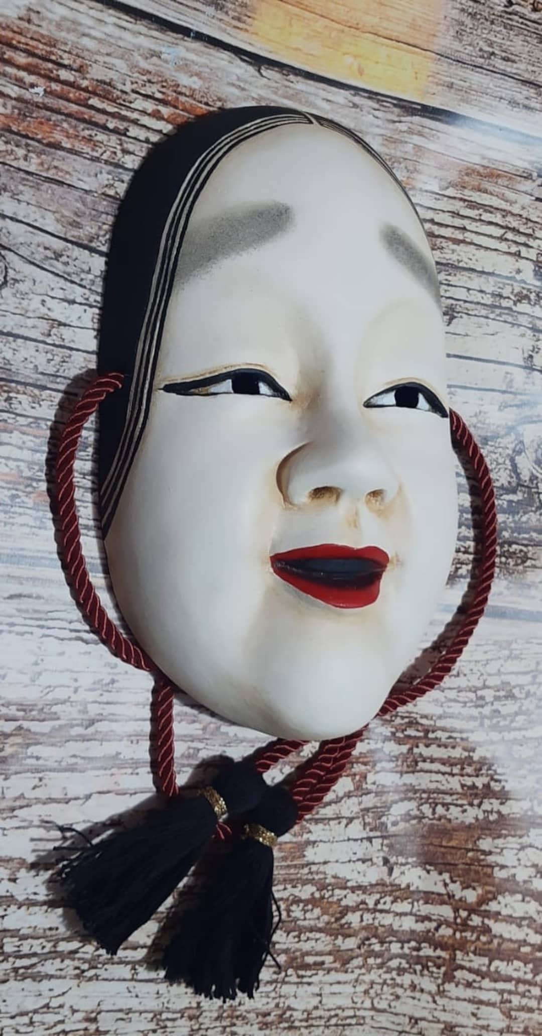Traditional Japanese Ko-omote Mask. Handmade Art Collection. Custom Colors. Wood Mask. Japanese ...