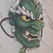 Handmade Raijin Mask: Japanese Folklore Green Wall Decor - Etsy