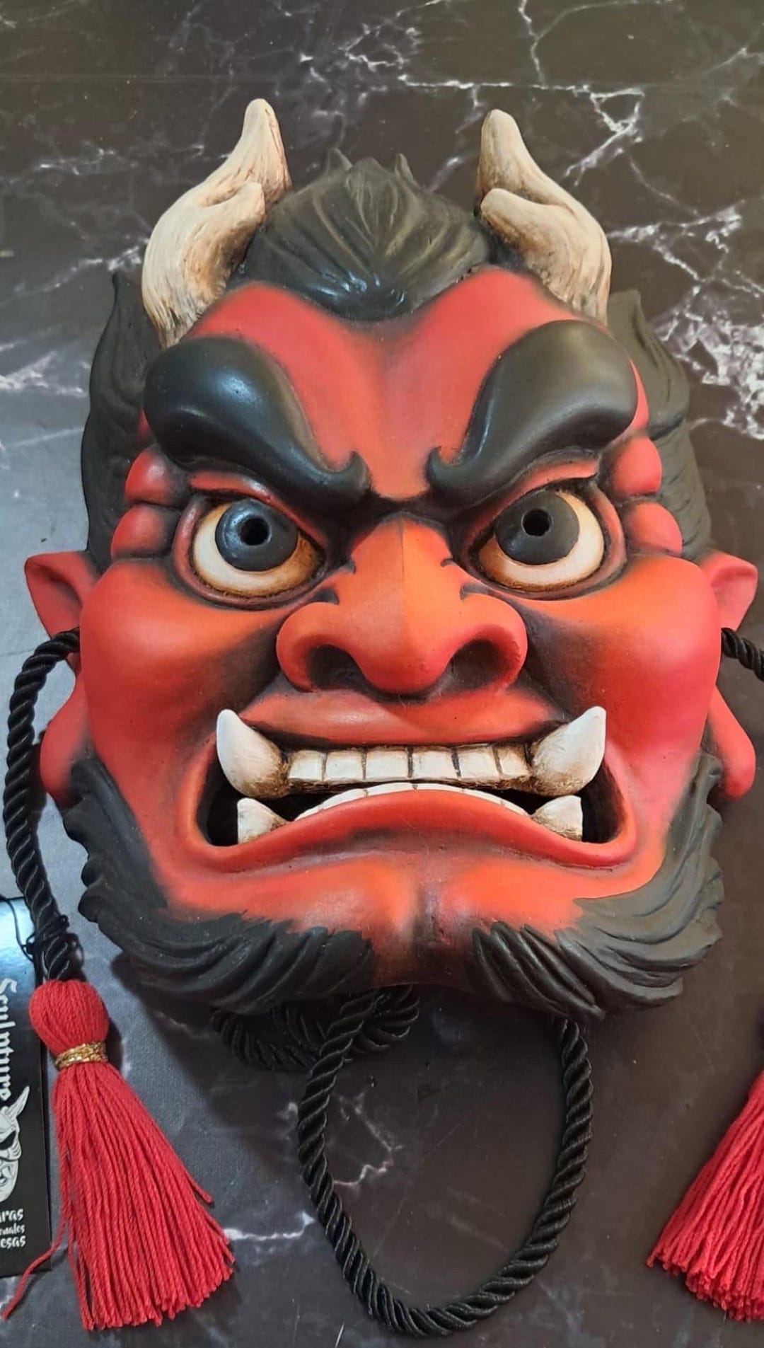 Traditional Japanese Raijin Mask. Handmade Art Collection. Custom ...