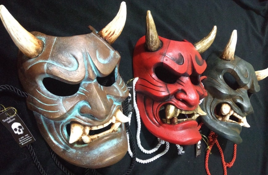 Handmade Japanese Oni Mask: Traditional Folklore Art, Custom Colors - Etsy