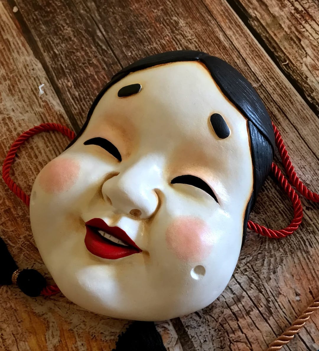 Traditional Japanese Okame Mask. Handmade Art Collection. Custom Colors ...