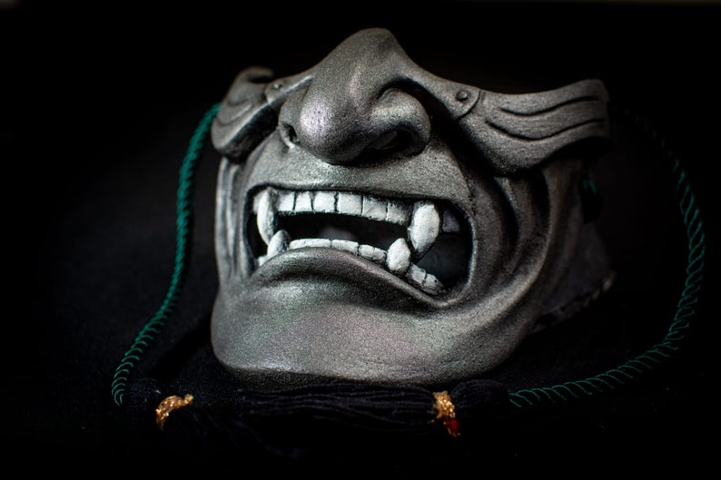 Traditional Japanese Mempo Mask. Handmade Art Collection. Custom Colors ...